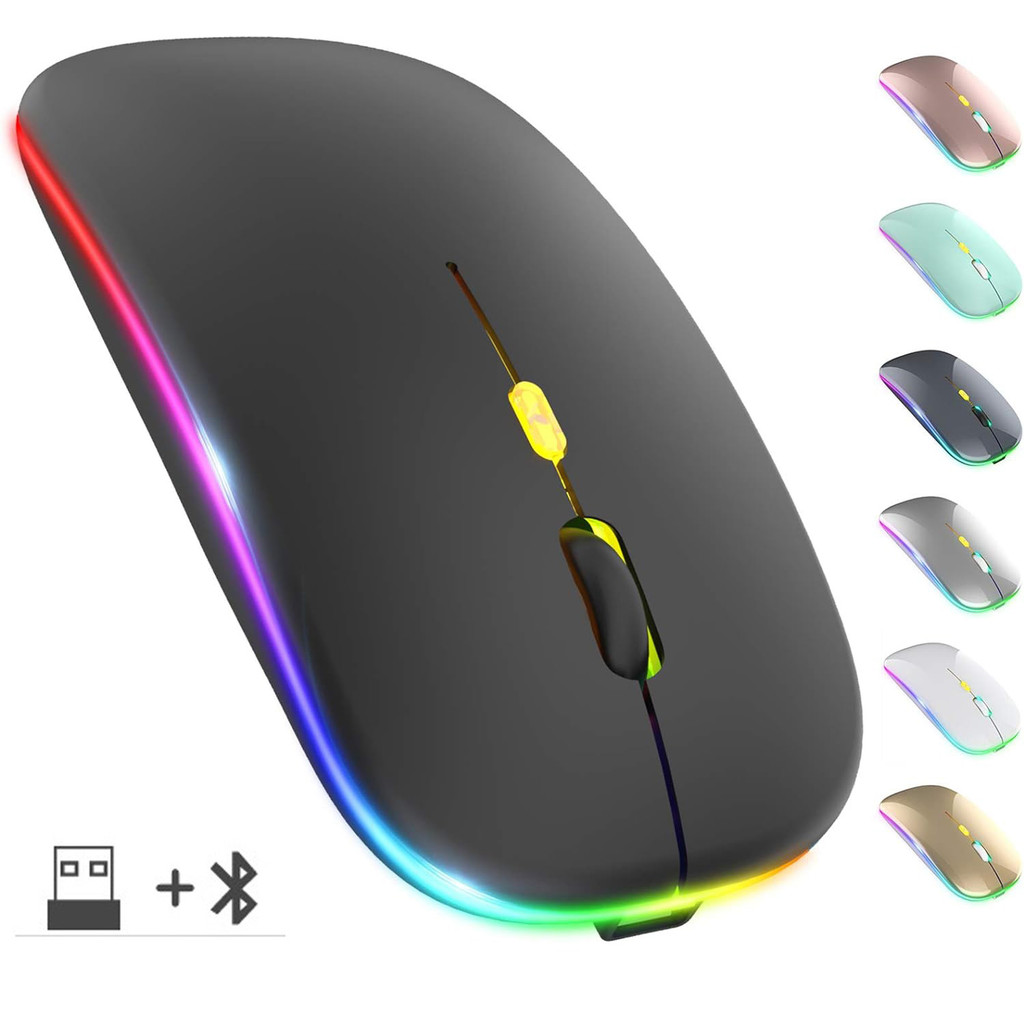 Jual Wireless Mouse RGB Rechargeable Bluetooth Mice Wireless Computer ...