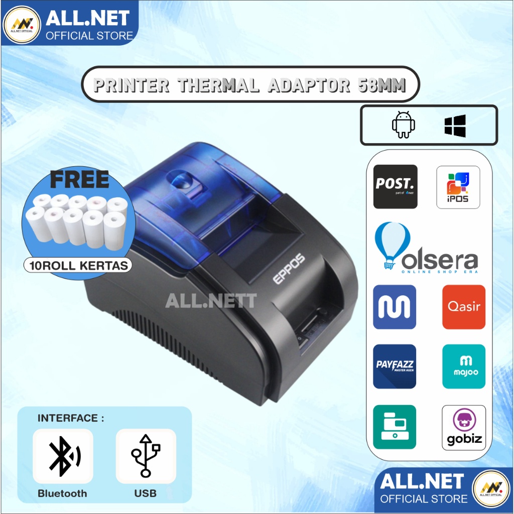 Jual Printer Thermal Bluetooth Adaptor 58mm USB EPPOS Plus Kasir dan Struk POS | Shopee Indonesia