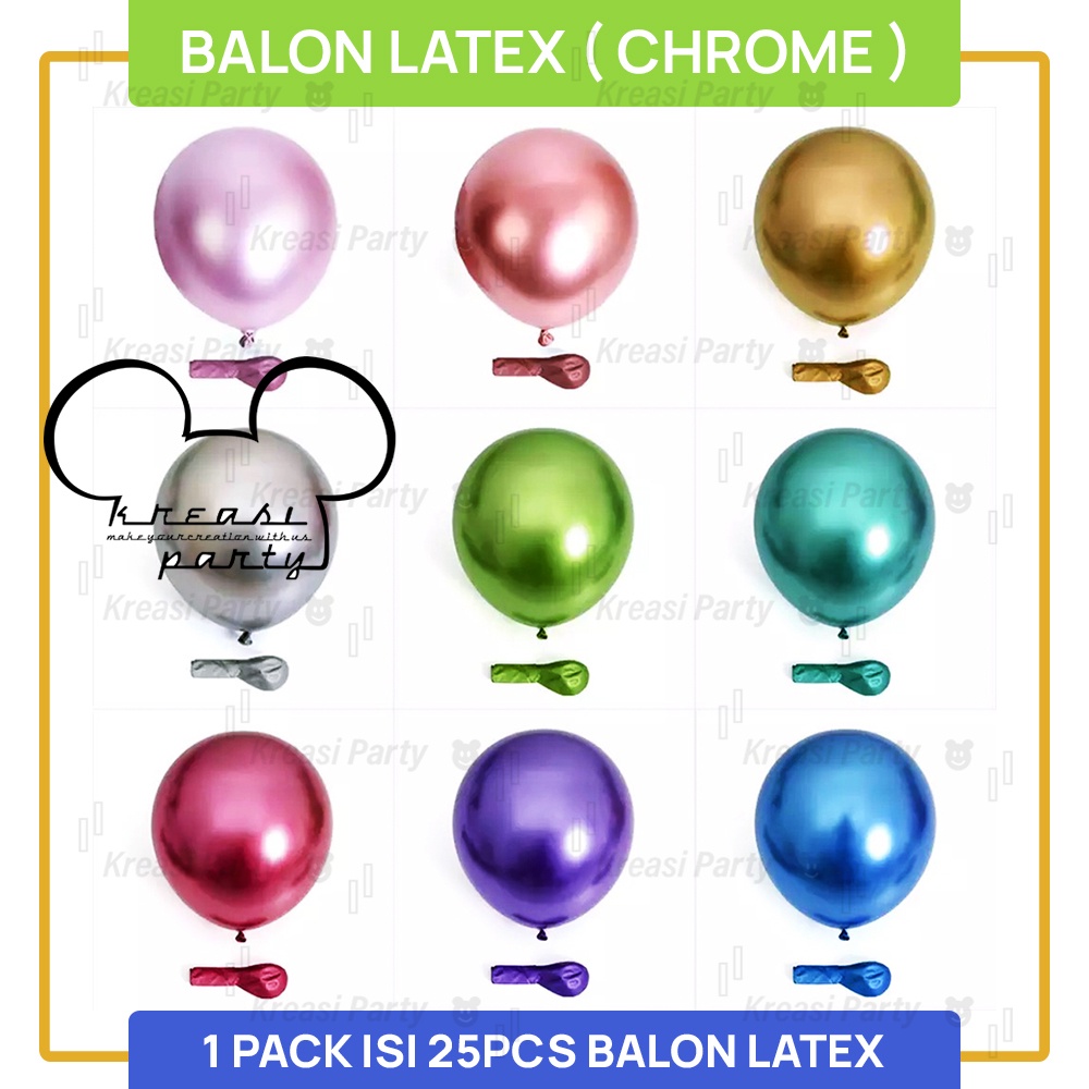 Jual Balon Latex Chrome 1 pack isi 25 pcs/ Balon Metalik Chrome ...