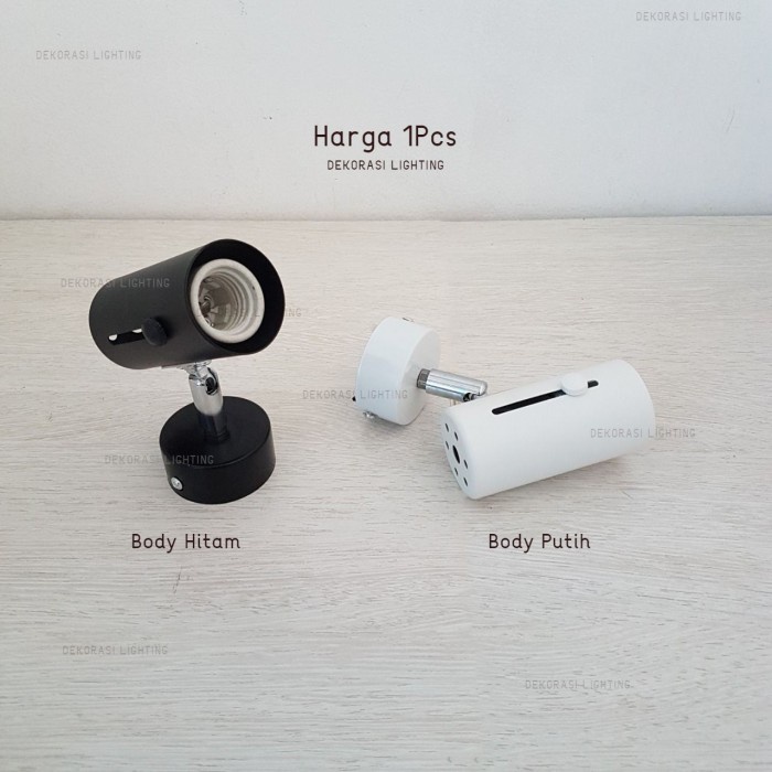 Jual Kap lampu sorot plafon spotlight tempel dinding hitam putih e27 ...