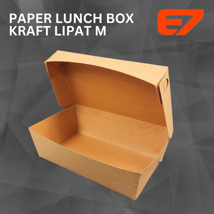 Jual Paper Lunch Box Kraft Laminasi Ukuran M Model Lipat - Food Box ...
