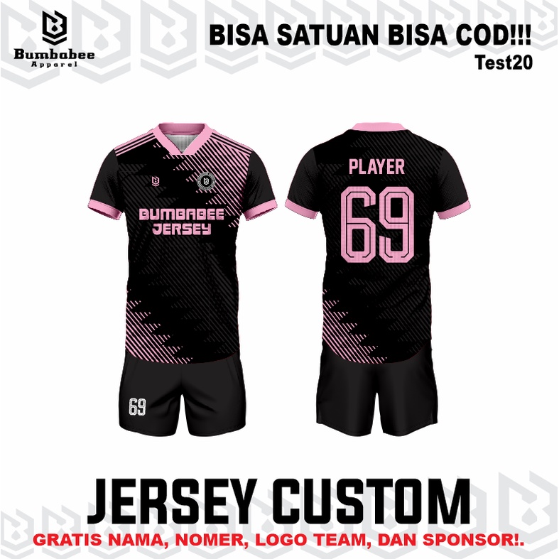 Jual Jersey hitam corak pink Bahan Embos Fullprinting Custom Nama Nomer ...