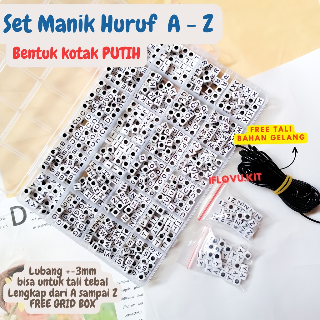 Jual NEW SET Manik Huruf Lengkap A sampai Z KOTAK PUTIH FREE TALI ...