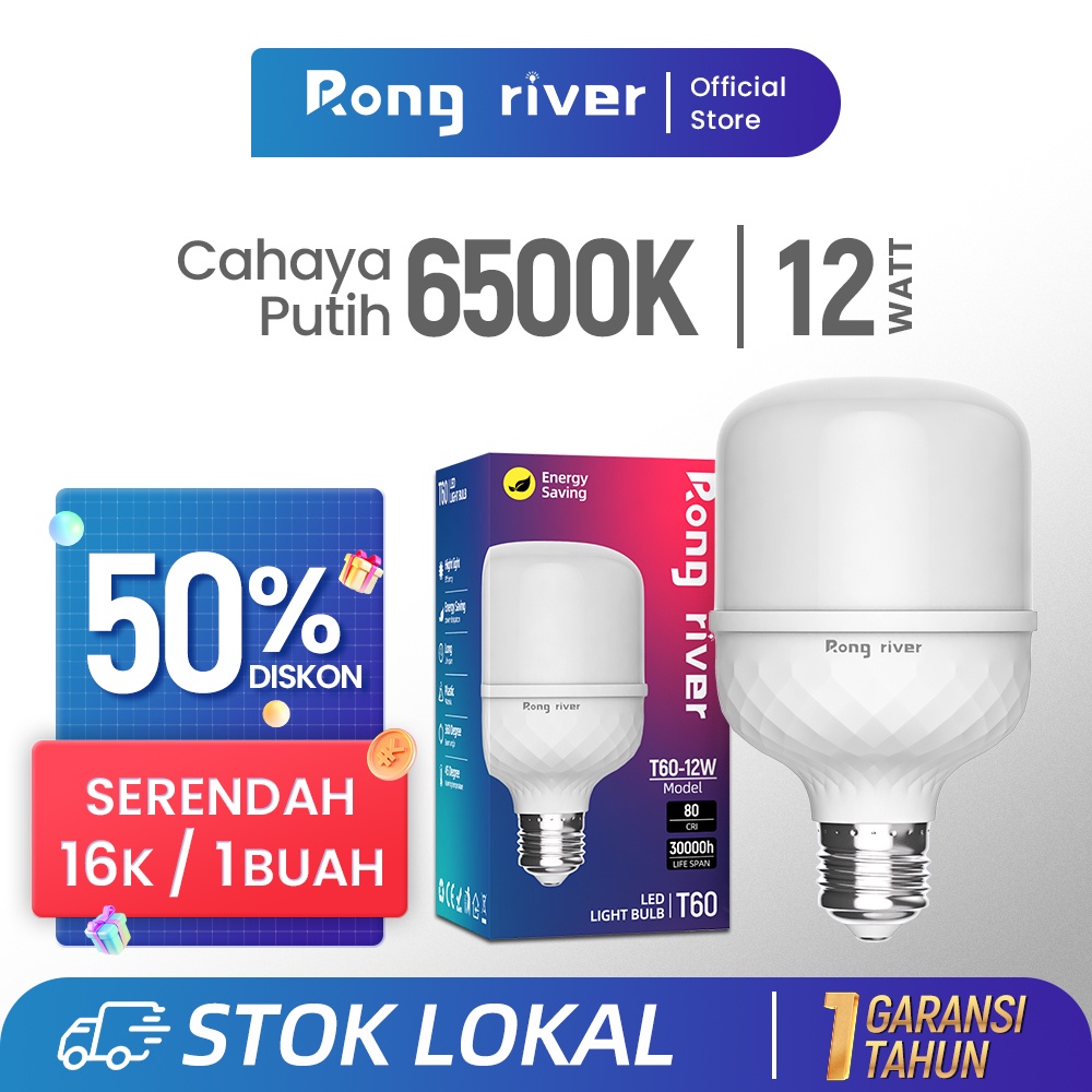 Jual RONG RIVER 12W Lampu LED Bohlam Cahaya Putih 6500K Bohlam LED | Shopee Indonesia