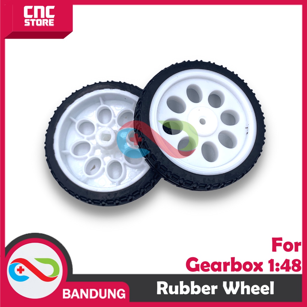 Jual RODA RUBBER WHEEL MOTOR FOR MOTOR DC GEARBOX 1 48 WHITE PUTIH ...