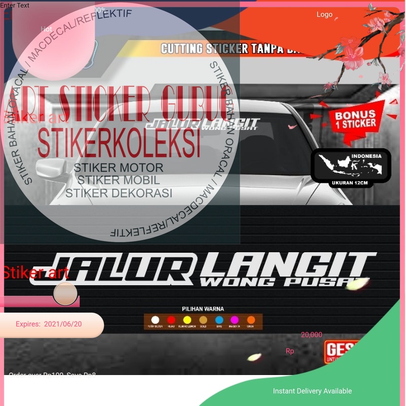 Jual Cutting sticker JALUR LANGIT WONG PUSAT VIRAL bahan memantulkan ...