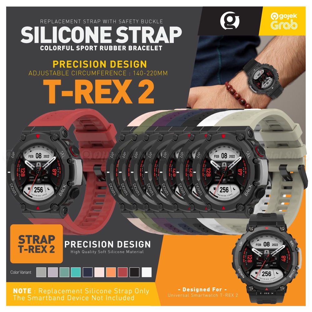 Jual HOP Silicone Strap for Amazfit T-Rex 2 Tali Jam TREX 2 Rubber with ...