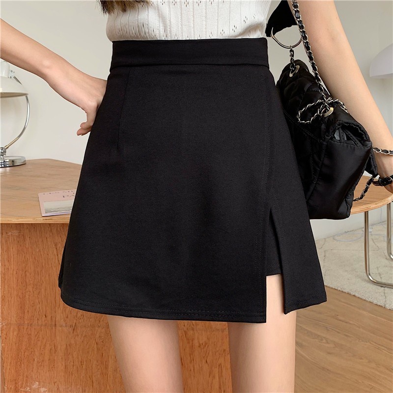 Jual Newlan DQ019 Mini Skirt With Side Split SLIT KOREAN HIGHWAIST STYLE SKORT LAYER SHORT PANTS ...