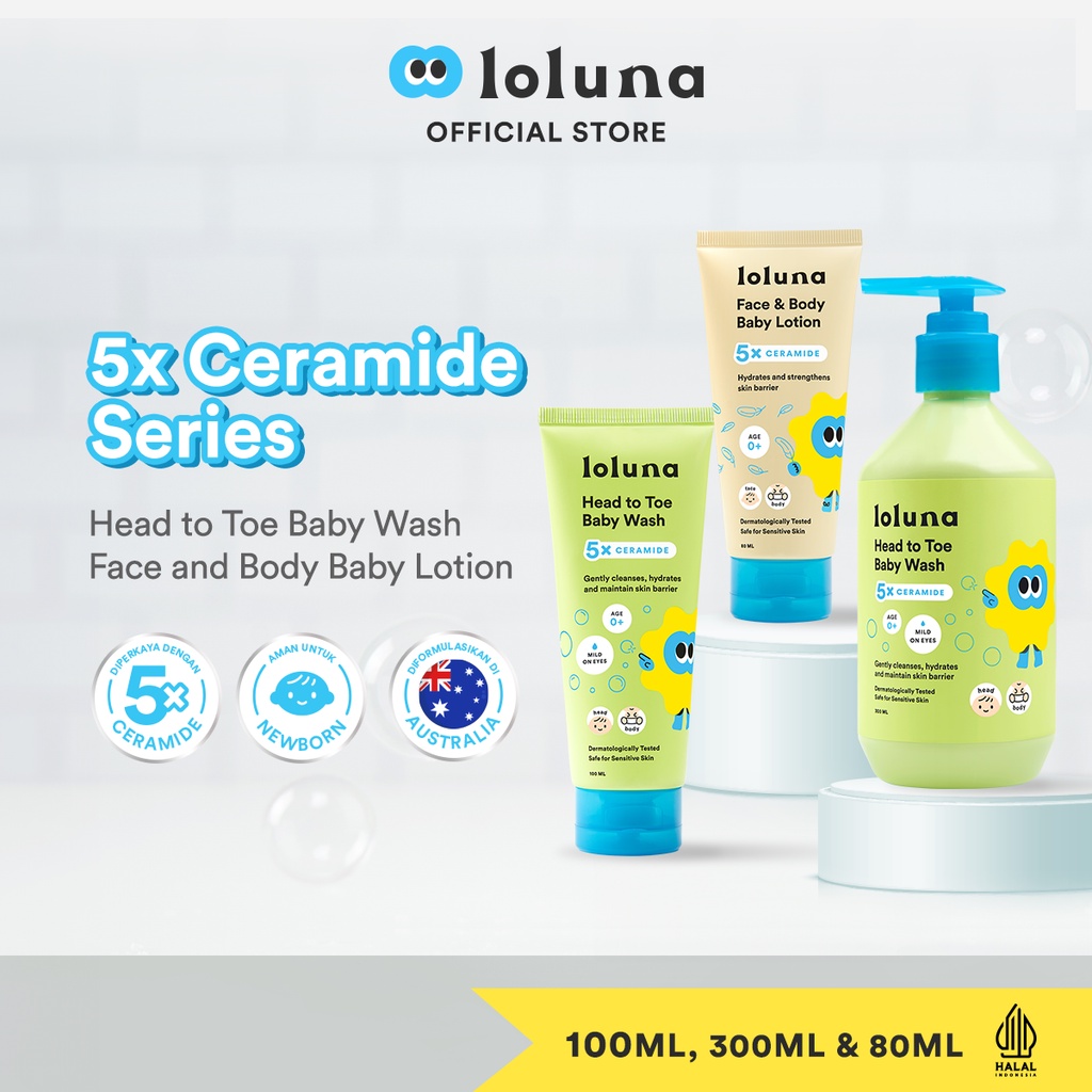 Jual Loluna Head to Toe Wash 100ml dan 300ml + Face & Body Lotion 80ml ...