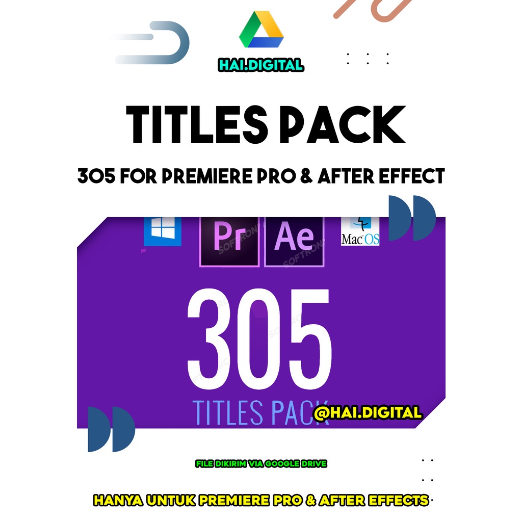 Jual 305 Titles Pack for Premiere Pro and Affter Effects for Win and ...