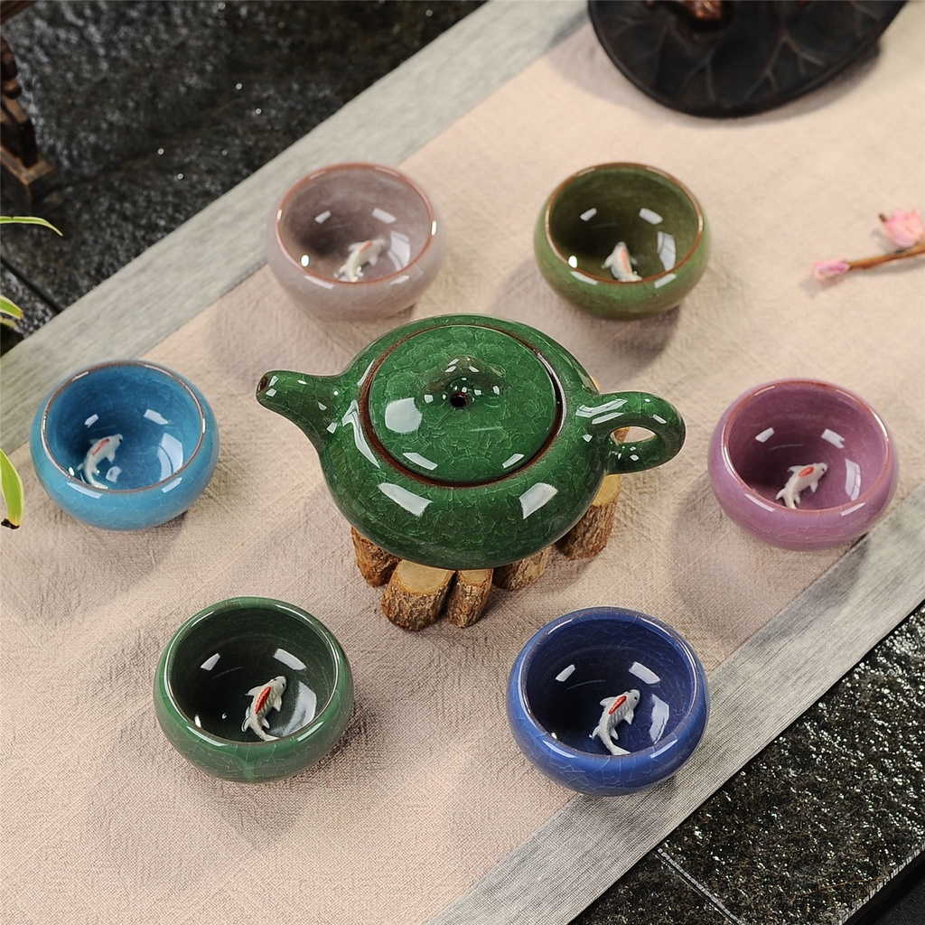 Jual [COD] CHINESE TEA POT SET CERAMIC 6 CUP / TEKO TEH CHINA 6 CANGKIR ...