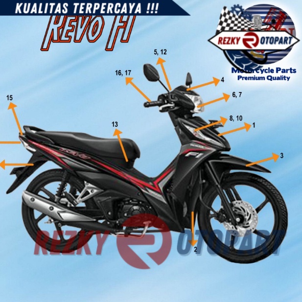 Jual Full Body Revo 110 FI 2014 2015 2016 2017 2018 2019 Hitam WIN ...