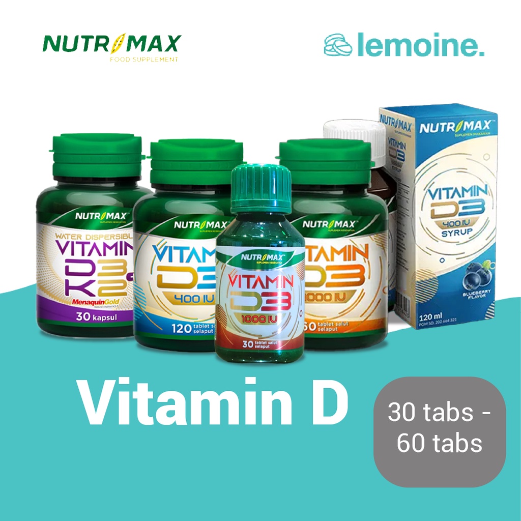 Jual Nutrimax Vitamin D3 400 1000 IU dan D3 400 Syrup Suplemen Vitamin D3 Imun Tubuh | Shopee ...