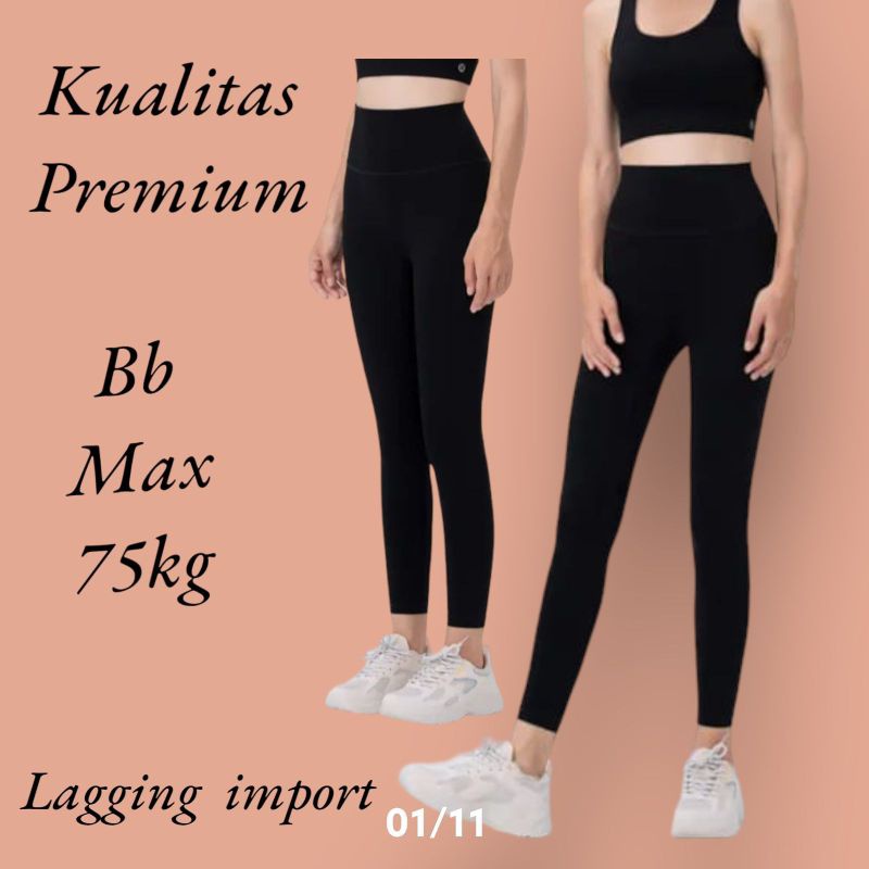 Jual Legging Wanita Premium Tebal Motif Polos Hitam Inner Basic Inner ...