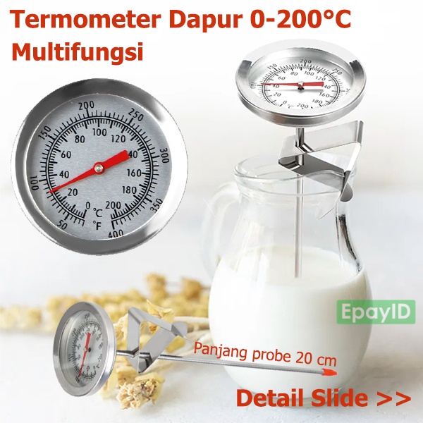 Jual Termometer Minyak Goreng Stainless Steel Food Grade 0-200°C Probe ...