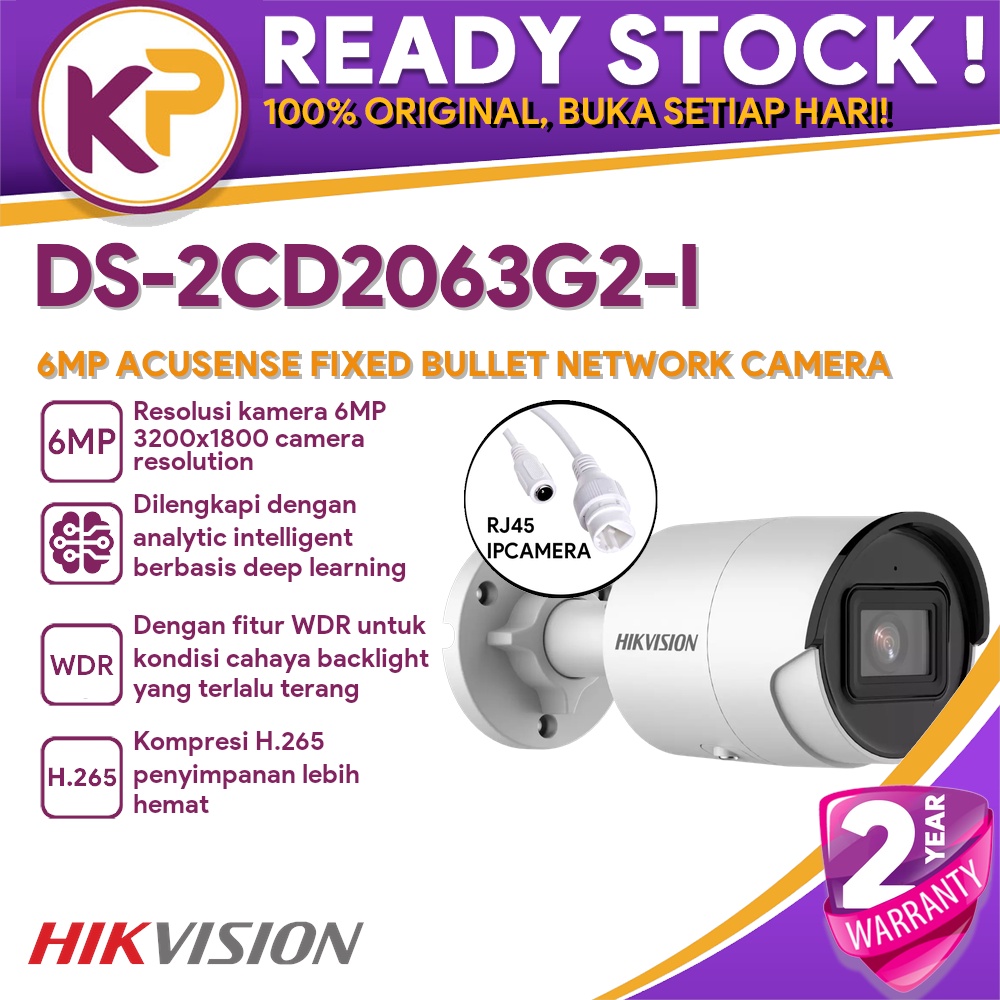 Jual HIKVISION DS-2CD2063G2-I 6MP ACUSENSE FIXED BULLET NETWORK CAMERA | Shopee Indonesia