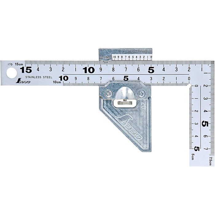 Jual SHINWA Penggaris Siku Besi Stopper 15cm 12485 Curved Scale Metal | Shopee Indonesia