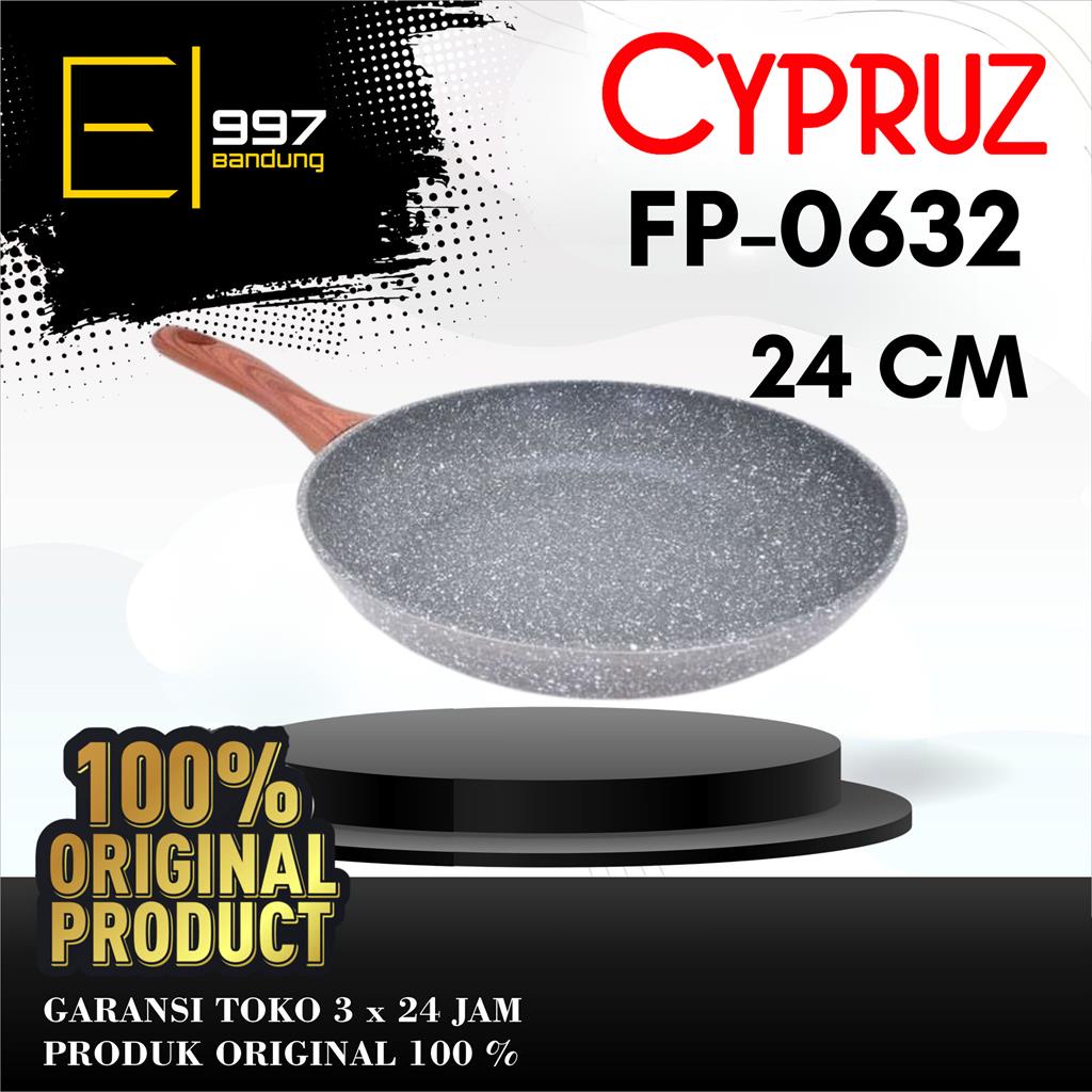 Jual CYPRUZ Fry Pan FP0632 / FP 0632 Marble Series Gagang Kayu 24 Cm | Shopee Indonesia