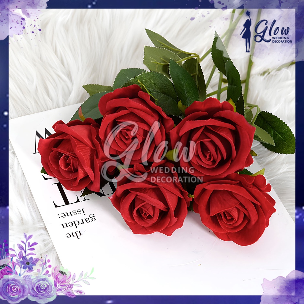 Jual Rose Single Kain - 1 Tangkai Bunga Mawar Panjang 50 CM Satuan Kain ...