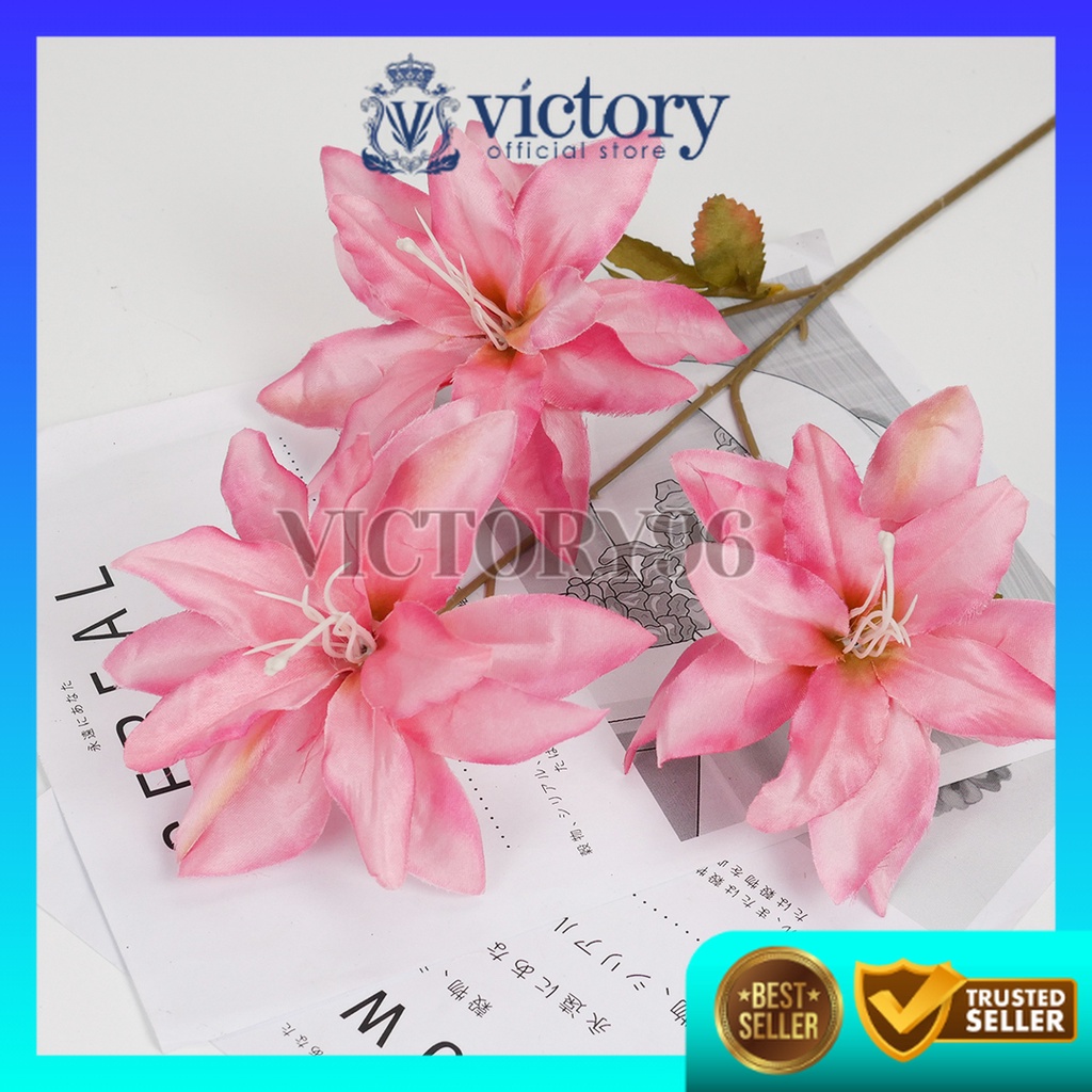 Jual Lily Tangkai Panjang Cabang 3 Bunga Star Kamboja Magnolia Lily ...