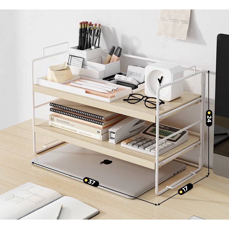 Jual Rak Buku / Laptop Organizer / Rak Kayu Besi Susun Minimalis Kuat ...