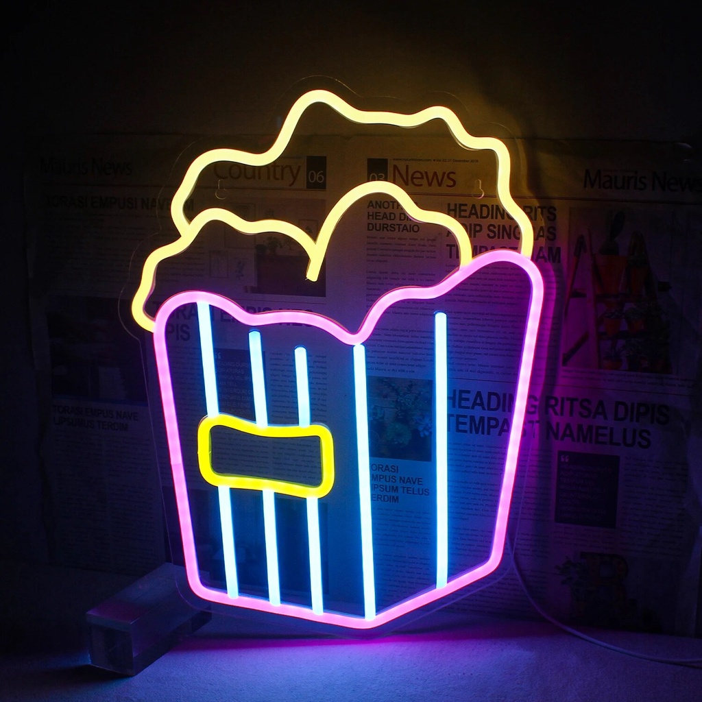 Jual Popcorn Neon Light Home Snack Food Shop Bar LED sign Aesthetic ...