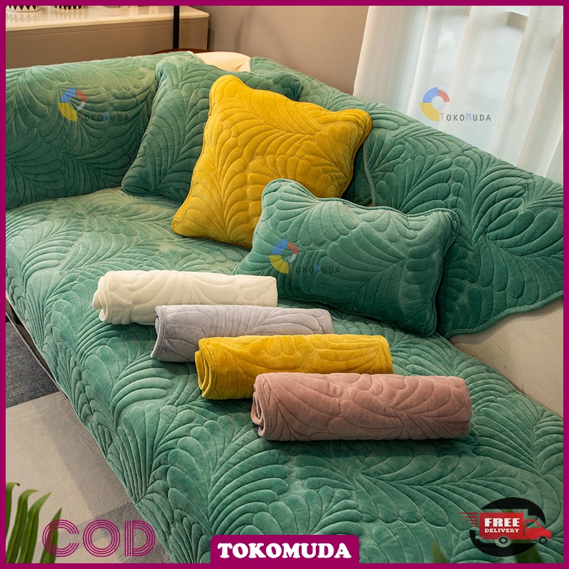 Jual TOKOMUDA COD Sarung Sofa sudut Cover sofa Chenille Pelindung Sofa warna solid 1 2 3 4 ...