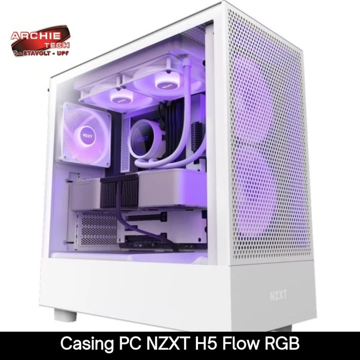 Jual Casing NZXT H5 Flow RGB (Non Psu) include 3 Fan - White | Shopee ...
