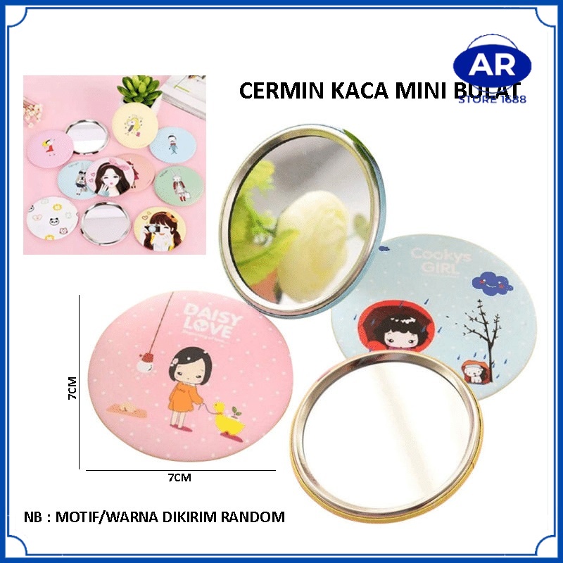 Jual AR PAKET 5PCS CERMIN MINI BULAT TRAVELING / CERMIN KACA MAKE UP ...