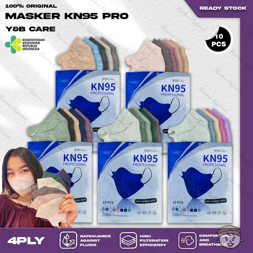 Jual Masker KN95 PRO Y&B CARE 4Ply isi 10Pcs Gradation Series Mix Warna ...