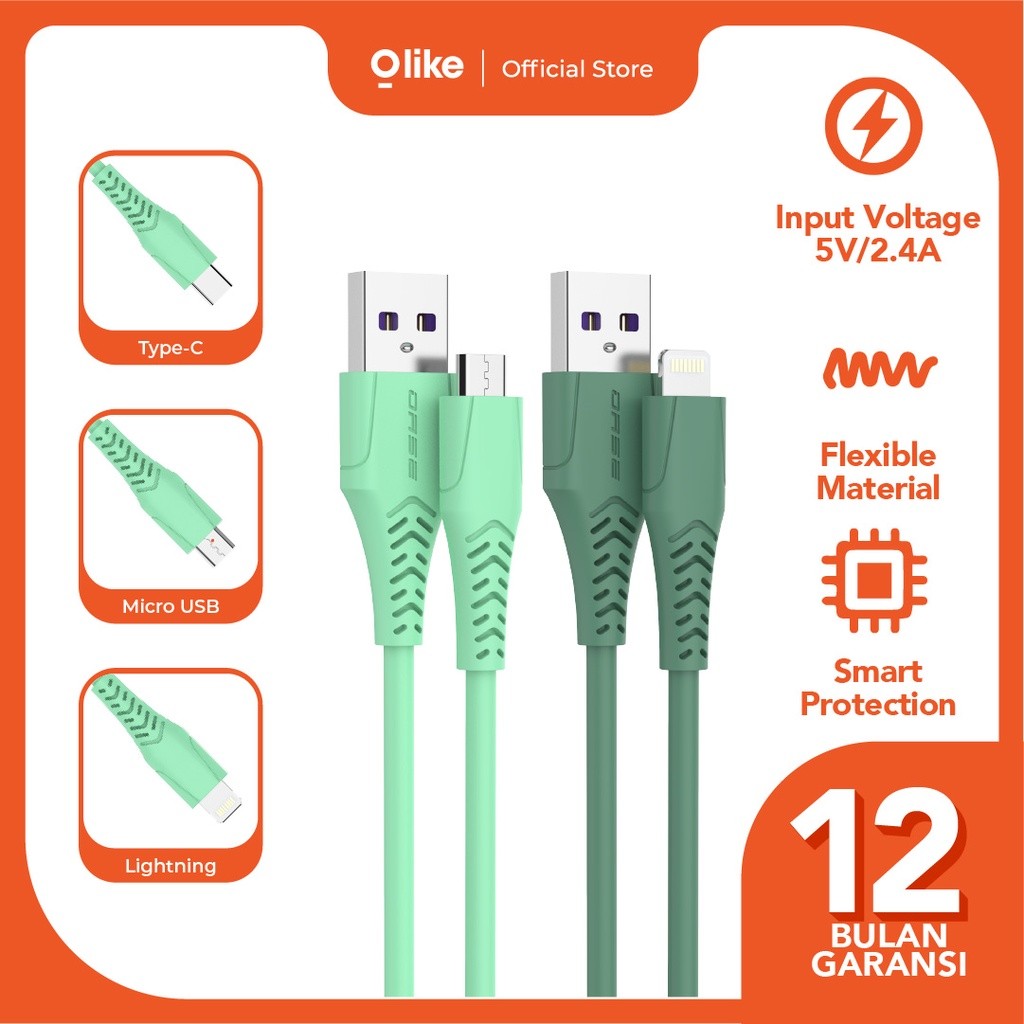 Jual OLIKE KABEL DATA CHARGER FAST CHARGING USB MICRO TYPE C IPHONE DM ...