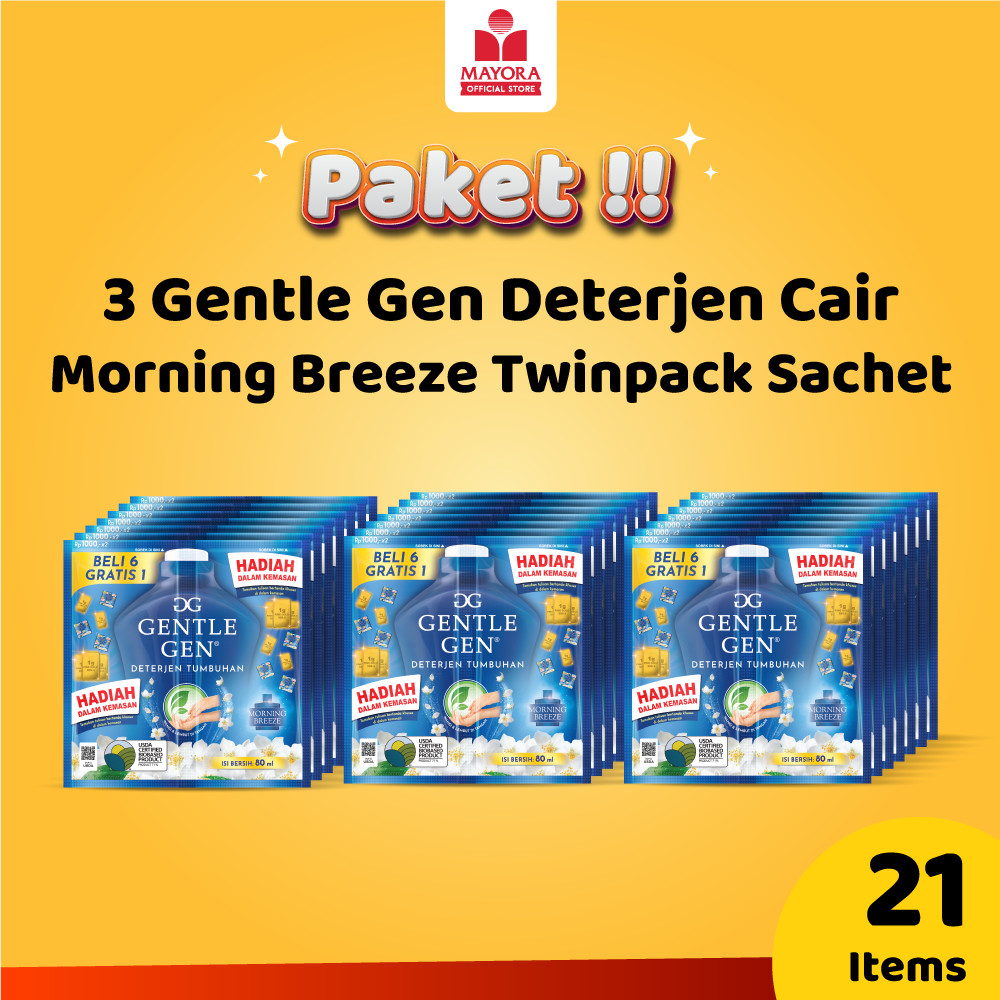 Jual Paket 3 Gentle Gen Deterjen Cair Morning Breeze Twinpack Sachet ...