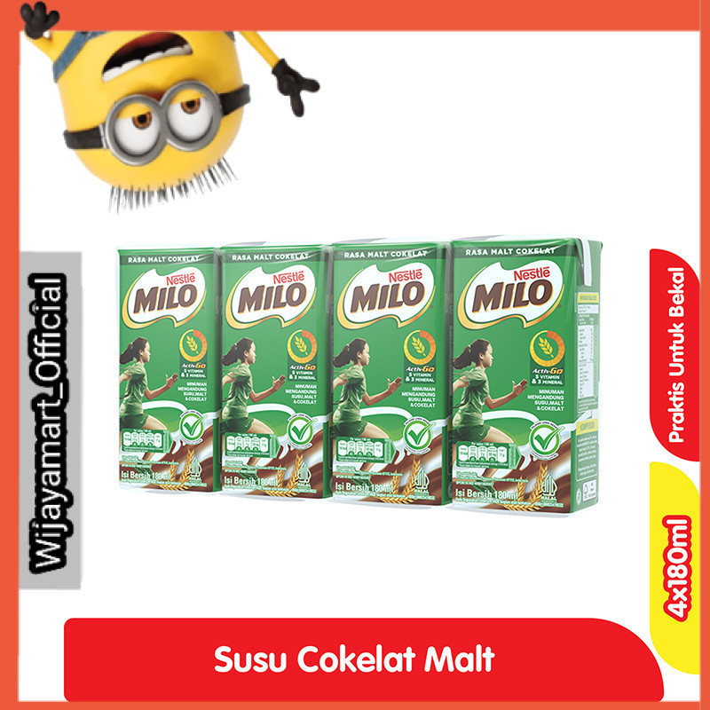 Jual Milo UHT Activ-Go Pack Kotak 4 x 180 ml | Shopee Indonesia