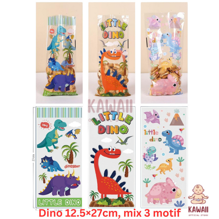 Jual KS Plastik Hadiah Kado 13x27cm isi 50 lembar Motif Dinosaurus ...