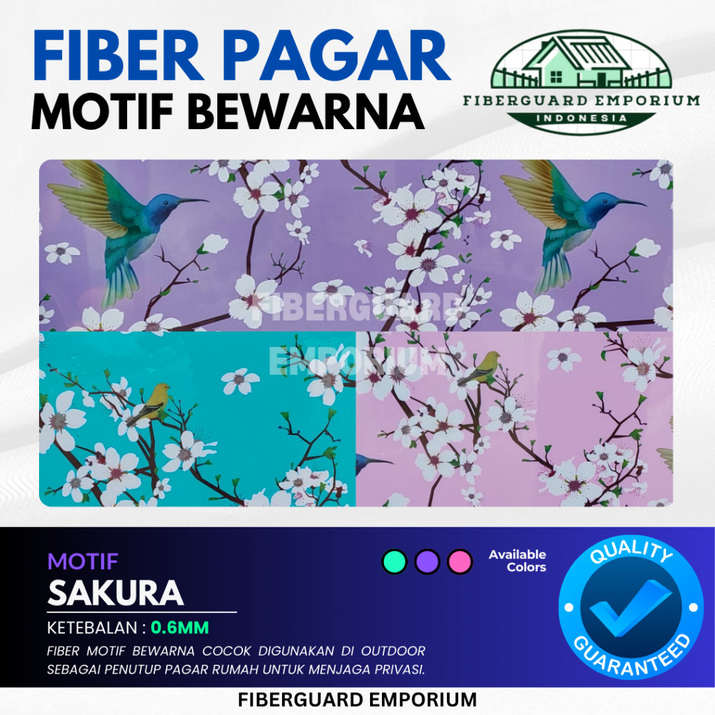Jual Fiber Penutup Pagar Rumah Motif Bunga SAKURA High Quality | Shopee ...