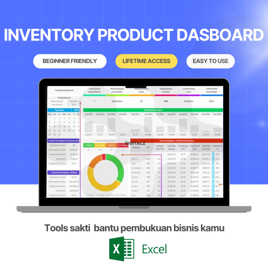 Jual A37 Inventory Product Dashboard - Ultimate Inventory Tracker Excel ...