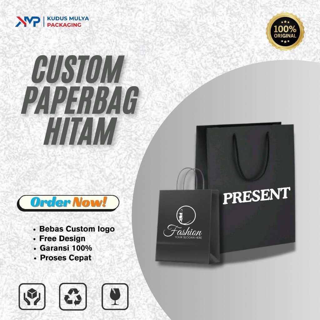 Jual PAPER BAG HITAM CUSTOM SABLON 25X30X10 / PAPERBAG HITAM SABLON ...