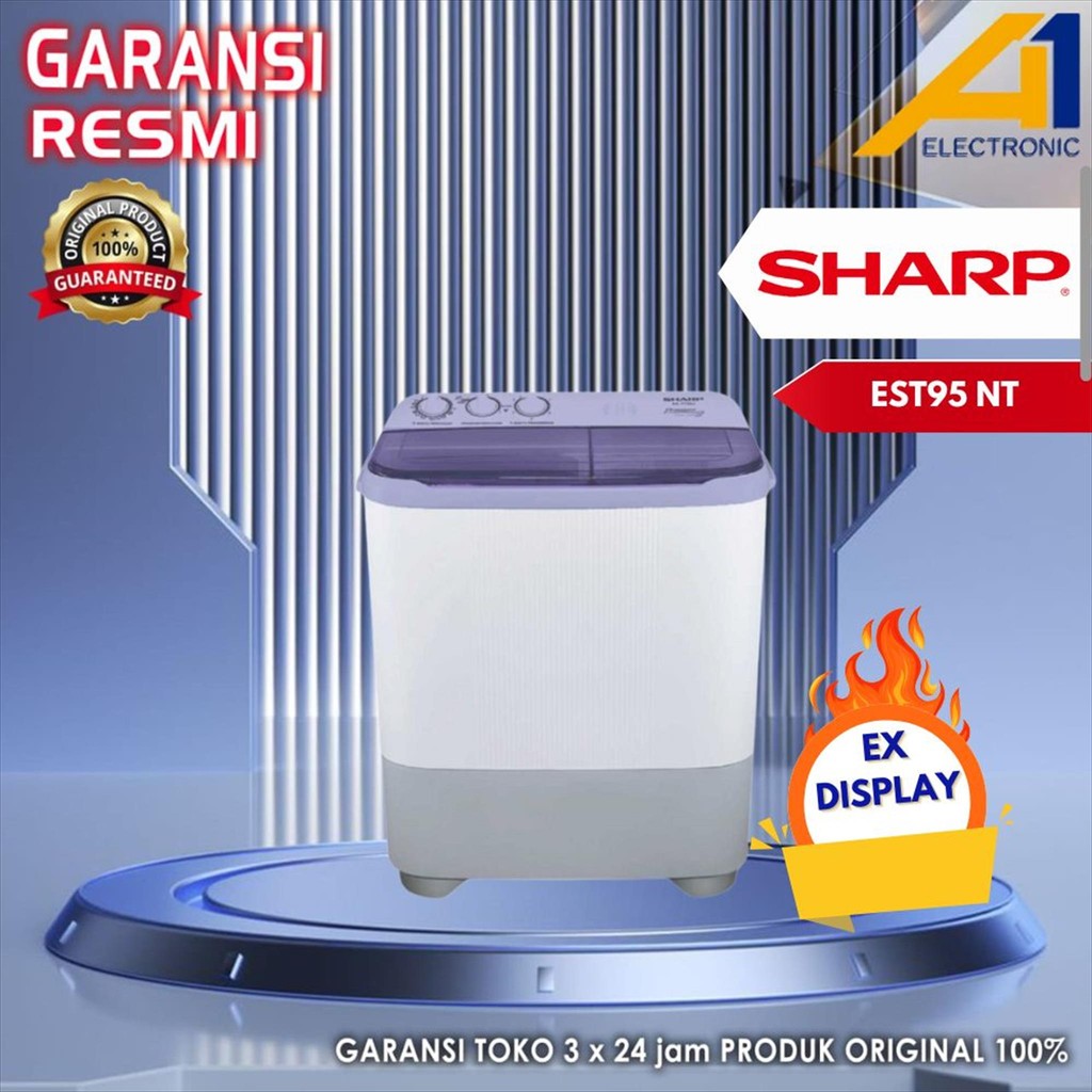 Jual Mesin Cuci SHARP EST95NT / EST95 NT , 2 Tabung 9 Kg Display | Shopee Indonesia