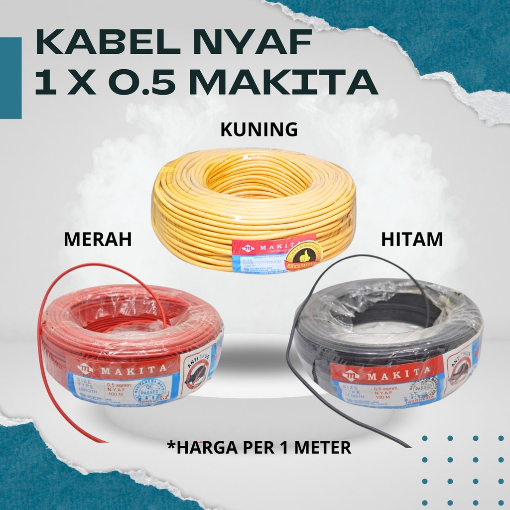 Jual Kabel Serabut Tunggal NYAF Makita 1x0.5mm - Tembaga Murni, Mudah Disolder, per Meter (Merah ...