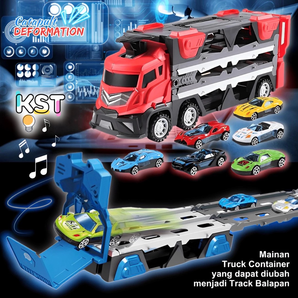 Jual [KST] Truk Kontainer Lipat Mainan Anak Laki Laki Lintasan Balap 6 ...