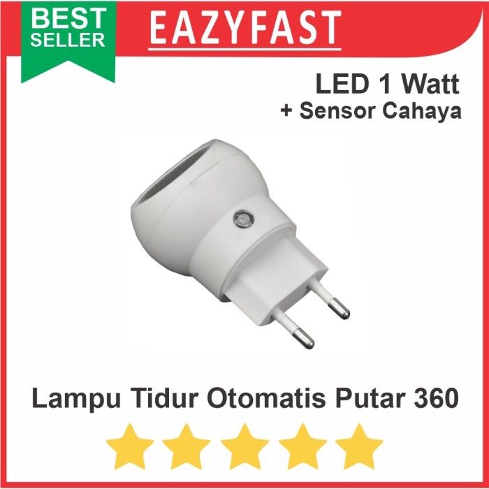 Jual Lampu LED Tidur Otomatis Putar 360 Sensor Cahaya 1 Watt Steker ...