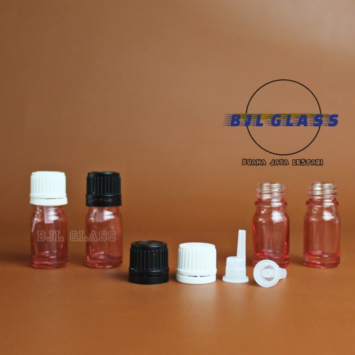 Jual Botol kaca 5ml pink tutup filler tetes / botol kaca essential oil ...