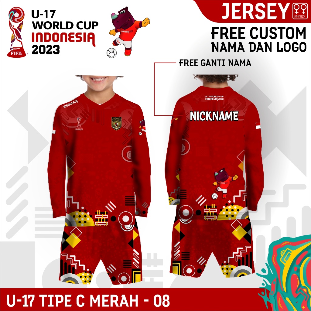 Jual Setelan jersey piala dunia u 17 2023 anak baju timnas indonesia u17 kaos bola lengan ...