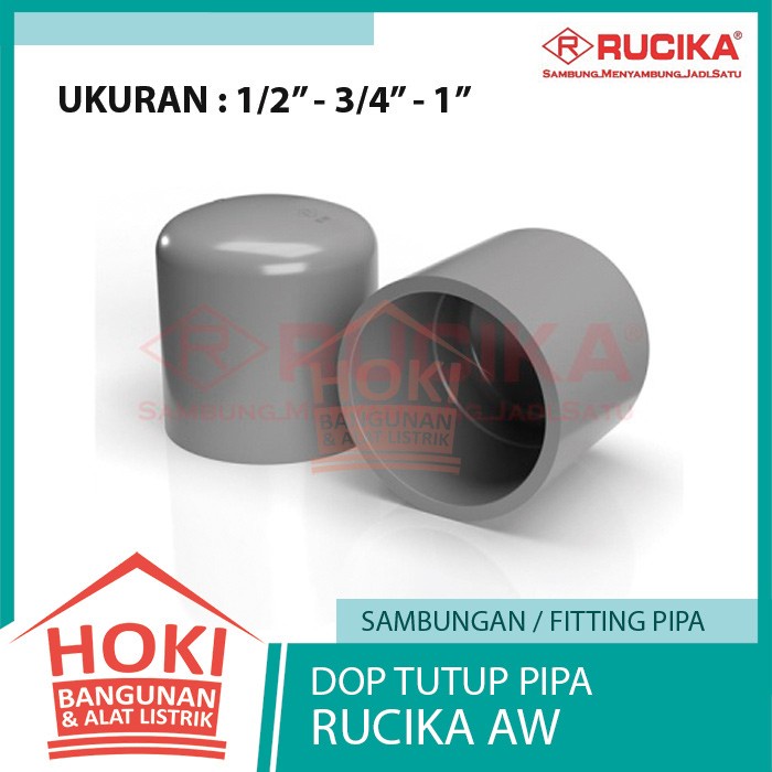 Jual DOP TUTUP PIPA 1/2" 3/4" 1" RUCIKA AW - Fitting Sambungan PVC Dob ...