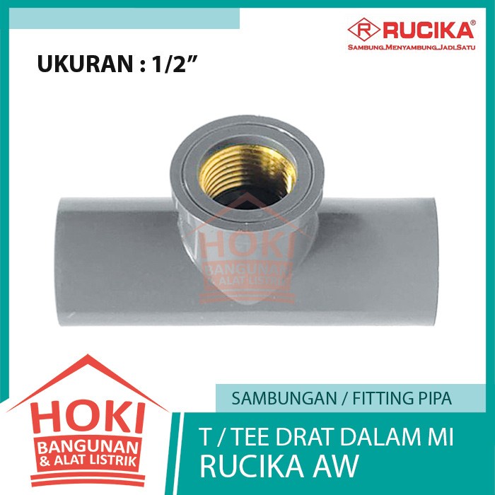 Jual T DRAT DALAM KUNINGAN 1/2" RUCIKA MI - Metal Faucet Tee Pipa PVC TDD | Shopee Indonesia