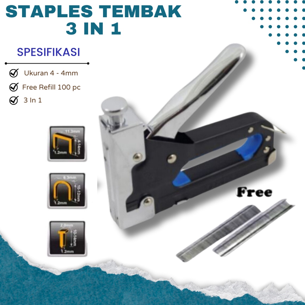 Jual Staples 3 in1 Hand Staple Gun Staples Gun Tacker 3 in 1 Alat ...