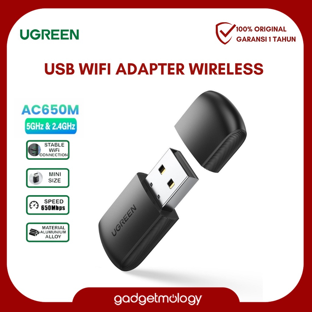 Jual UGREEN AC650 USB Adapter WiFi Wireless 650Mbps Dual Band 2.4G & 5G ...