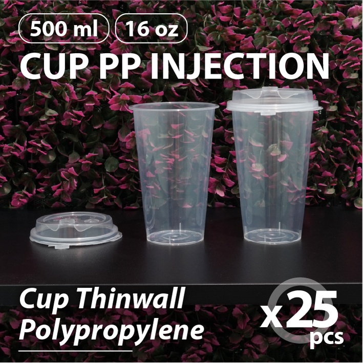 Jual (Bekasi) Pak isi 25 pcs - Cup 16oz Injection - Gelas Thinwall Plastik PP 500ml | Shopee ...