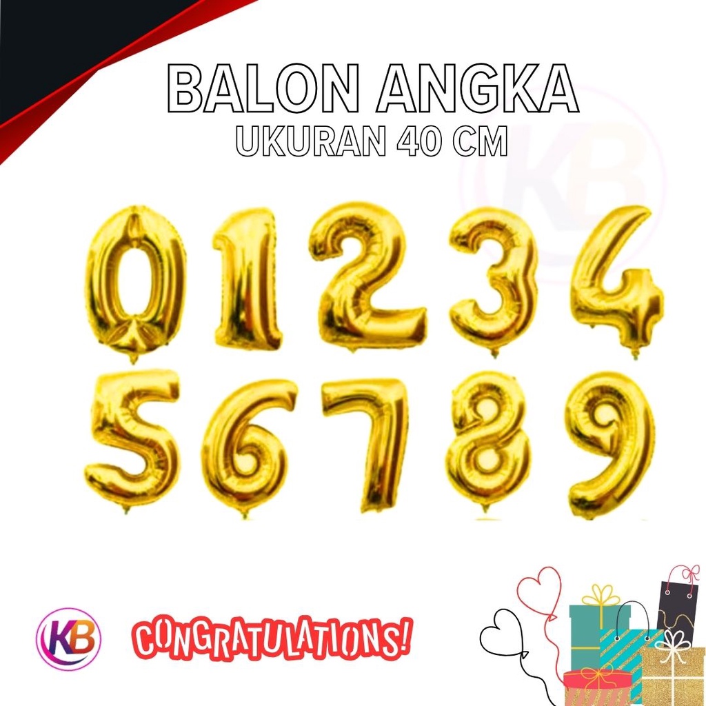 Jual Balon Angka / Balon Ulang Tahun / Balon Foil 40cm Gold / Balon ...