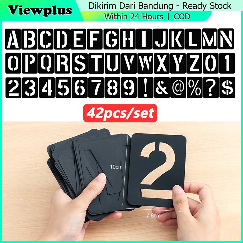 Jual 42PCS/Set Cetakan Huruf Angka Stencils Stensil Plastik Pylox Cat ...